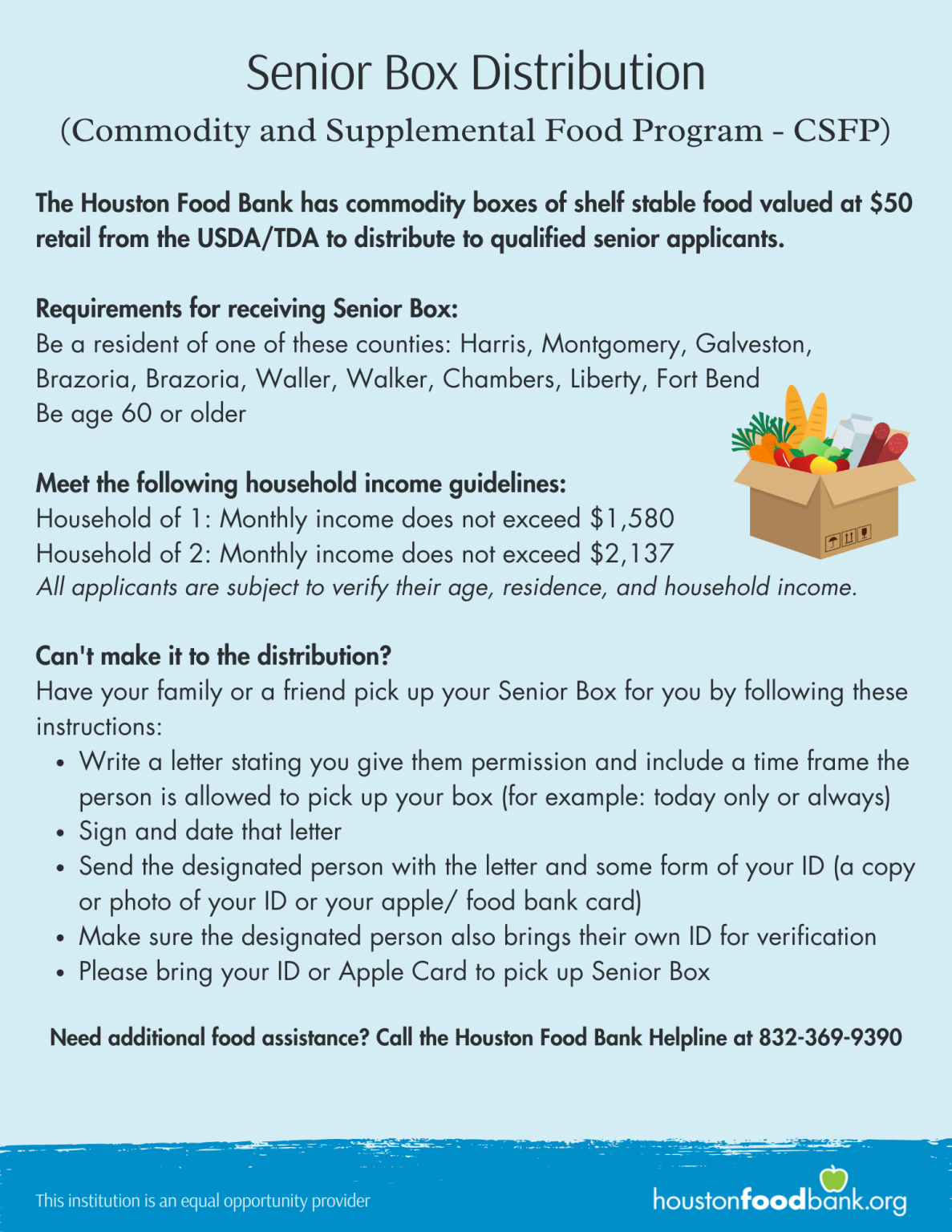 HFB Senior Box Distribution/Distribucion de Senior Box – MESA Outreach